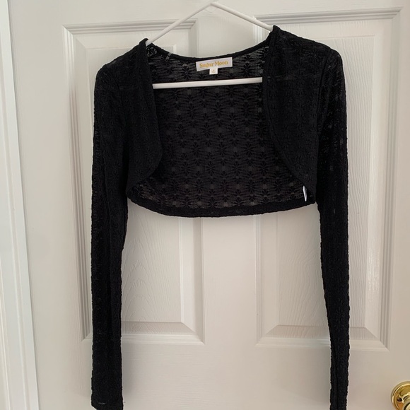 Sugar Moon | Tops | Sugar Moon Black Lace Long Sleeve Fitted Bolero Top ...